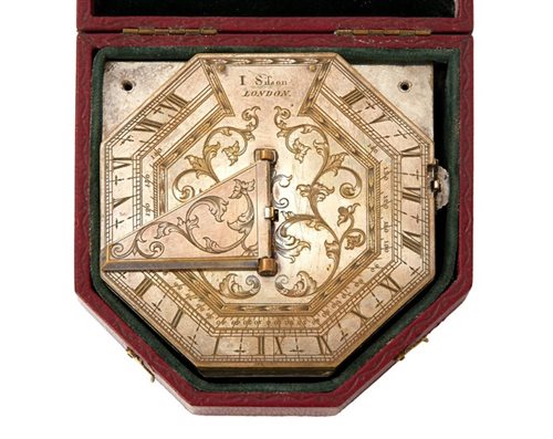 Lot 253 - A RARE SILVER-PLATED BRASS INCLINING DIAL BY.